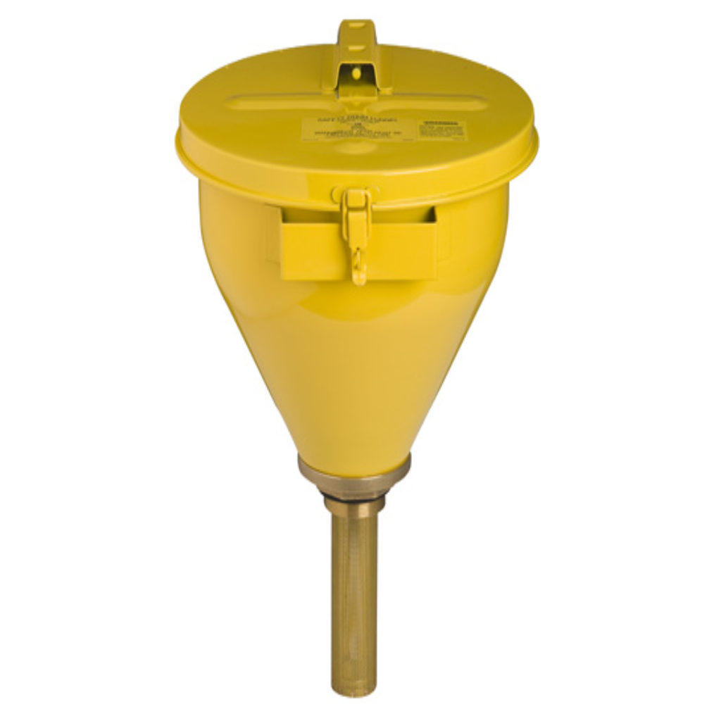 Justrite® Large Steel Drum Funnel for flammables w/6" Flame Arrester ...